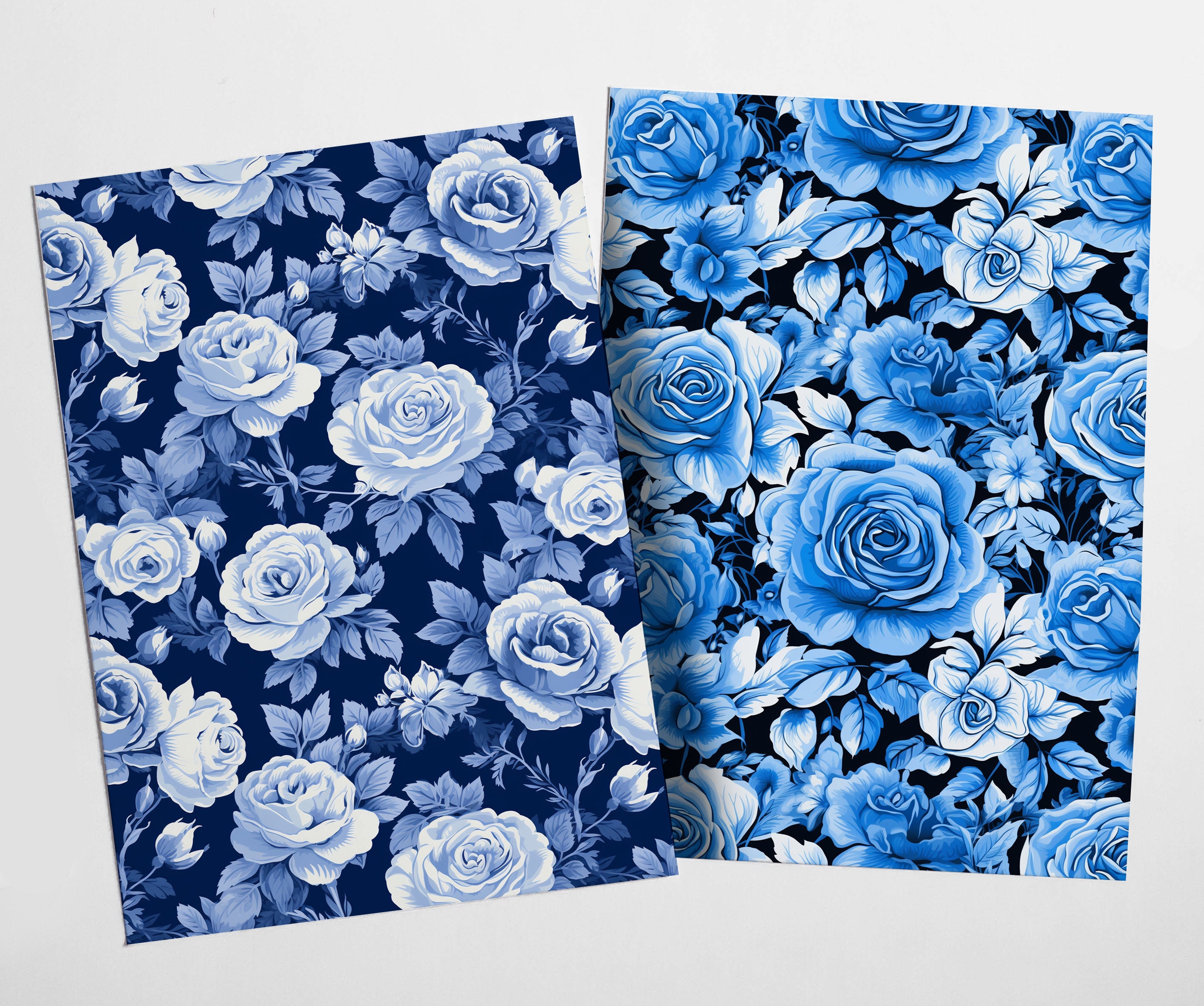 Vintage Blue Roses Digital Paper Pack 20 Ice Blue Flower Papers Digital ...