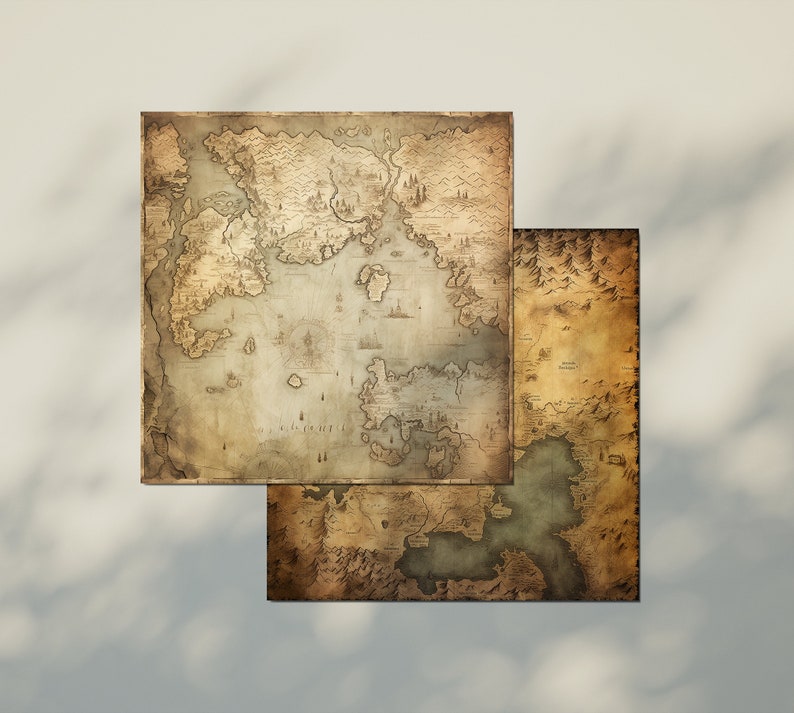 Vintage Pirate Maps Digital Paper | Grunge Scrapbook, Junk Journal (PDF ...