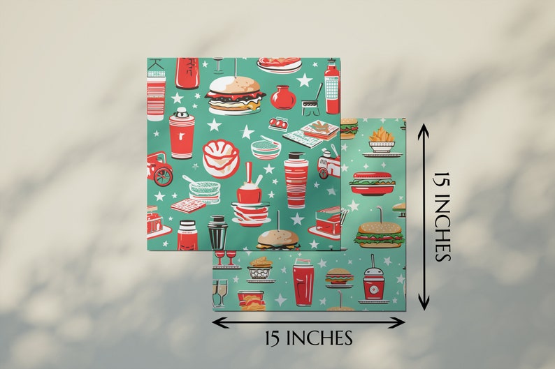 Retro Fast Food Seamless Patterns | 20 PNG Textures (digital Download ...