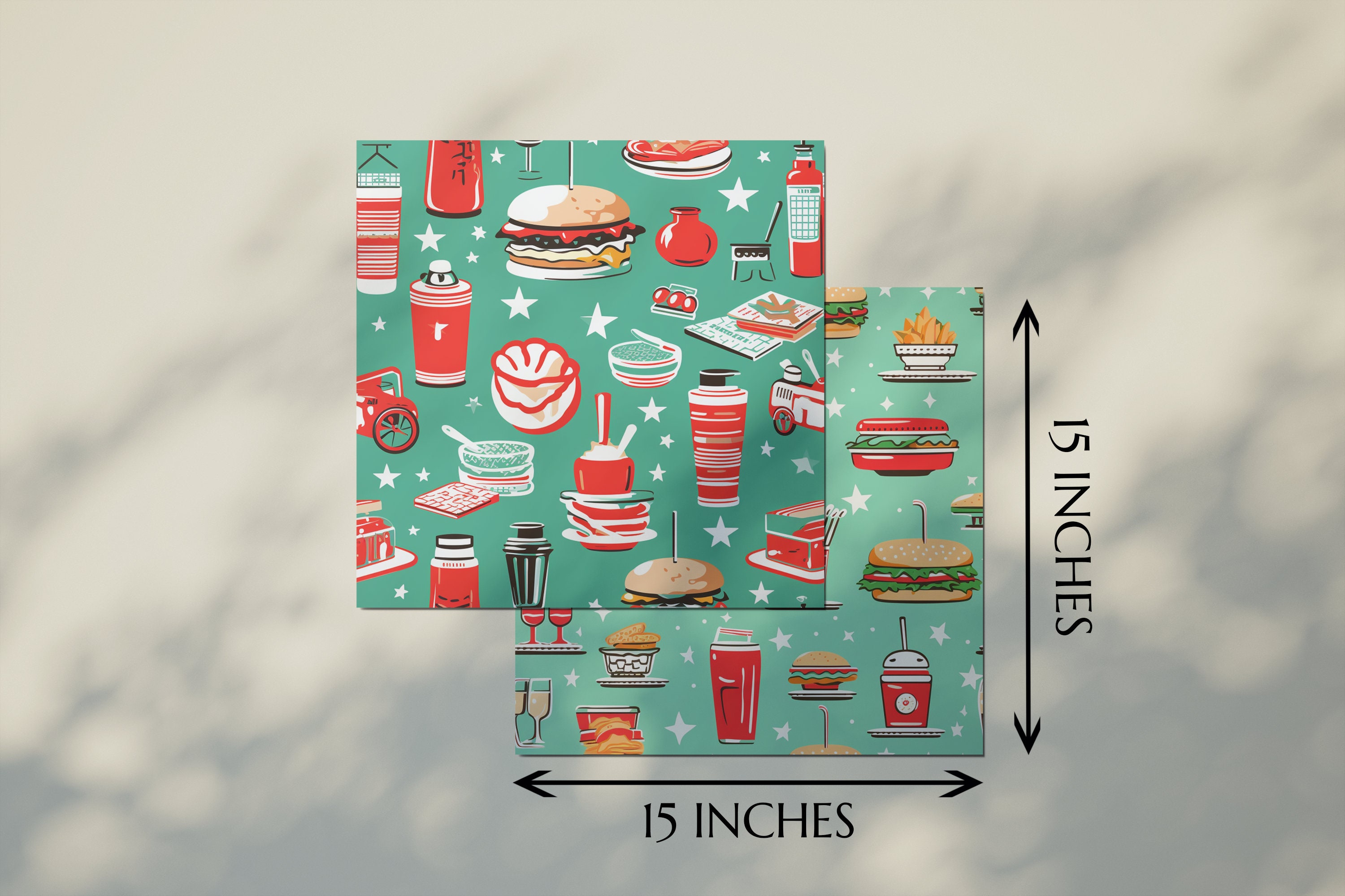 Retro Style Fast Food Seamless Patterns 20 Hamburgers and Sodas ...