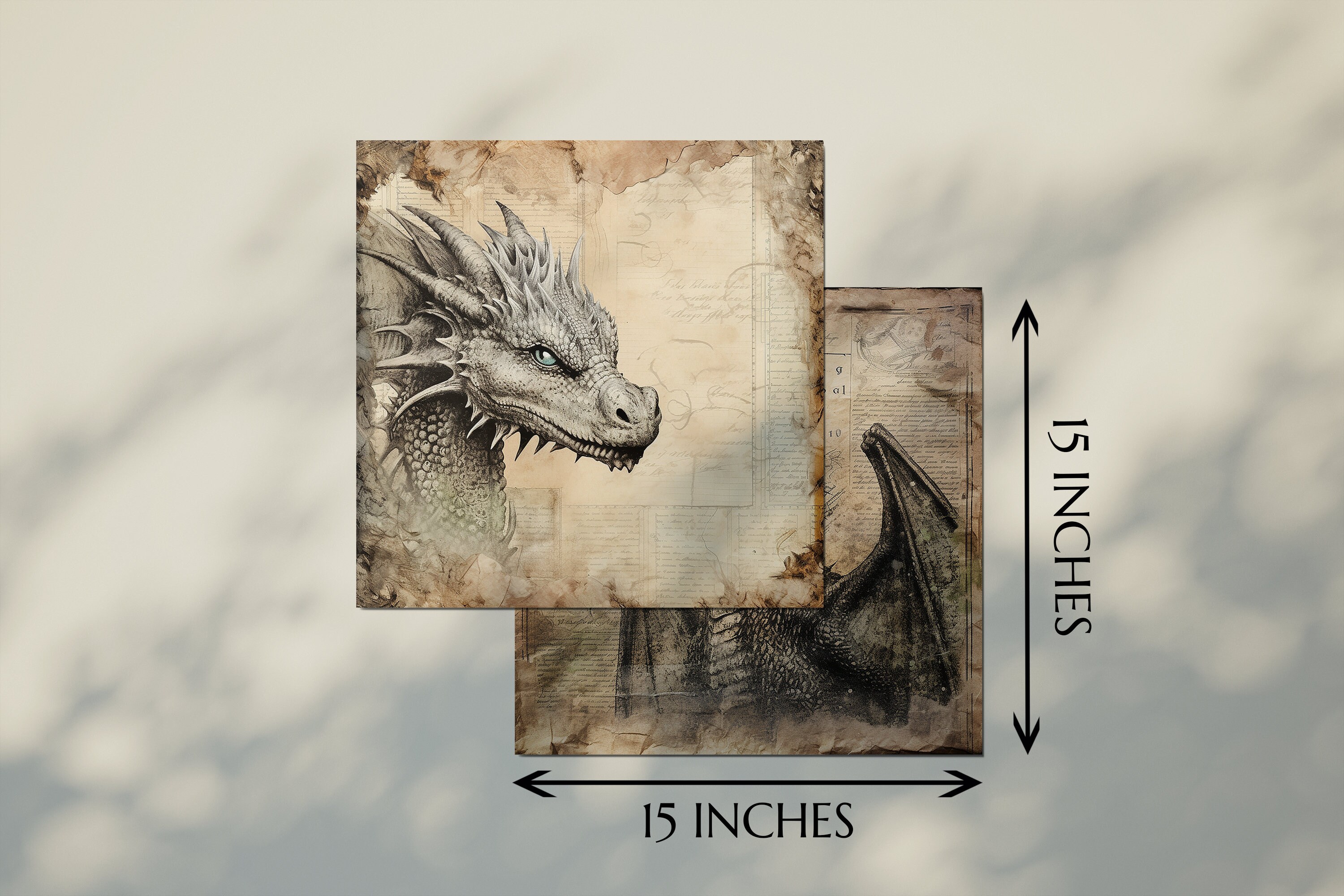 Vintage Dragon Junk Journal Digital Paper | 20 Vintage Scrapbooking ...