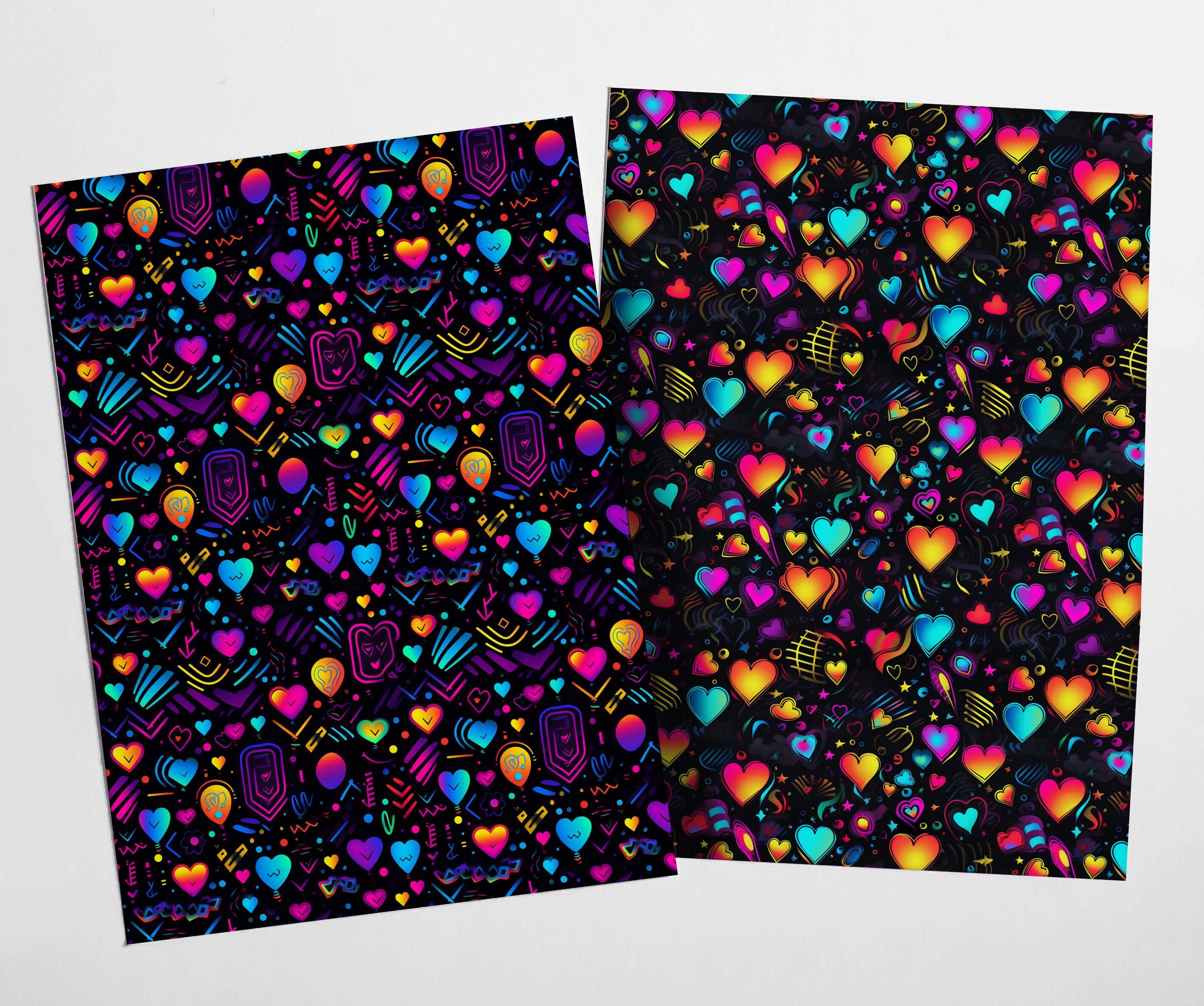 Neon Hearts Seamless Pattern | Colorful Printables (digital Download ...