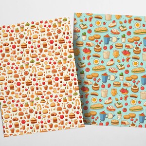 Cute Food Doodles Digital Paper Pack | 20 Colorful Food Papers ...