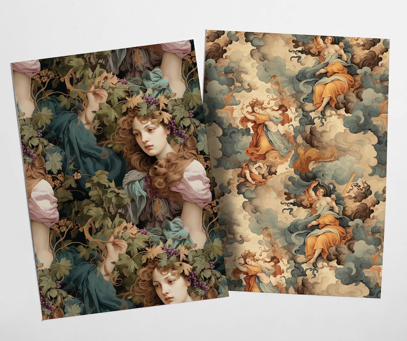 Renaissance Art Digital Paper | Vintage Scrapbook Ephemera (pngs) - Etsy