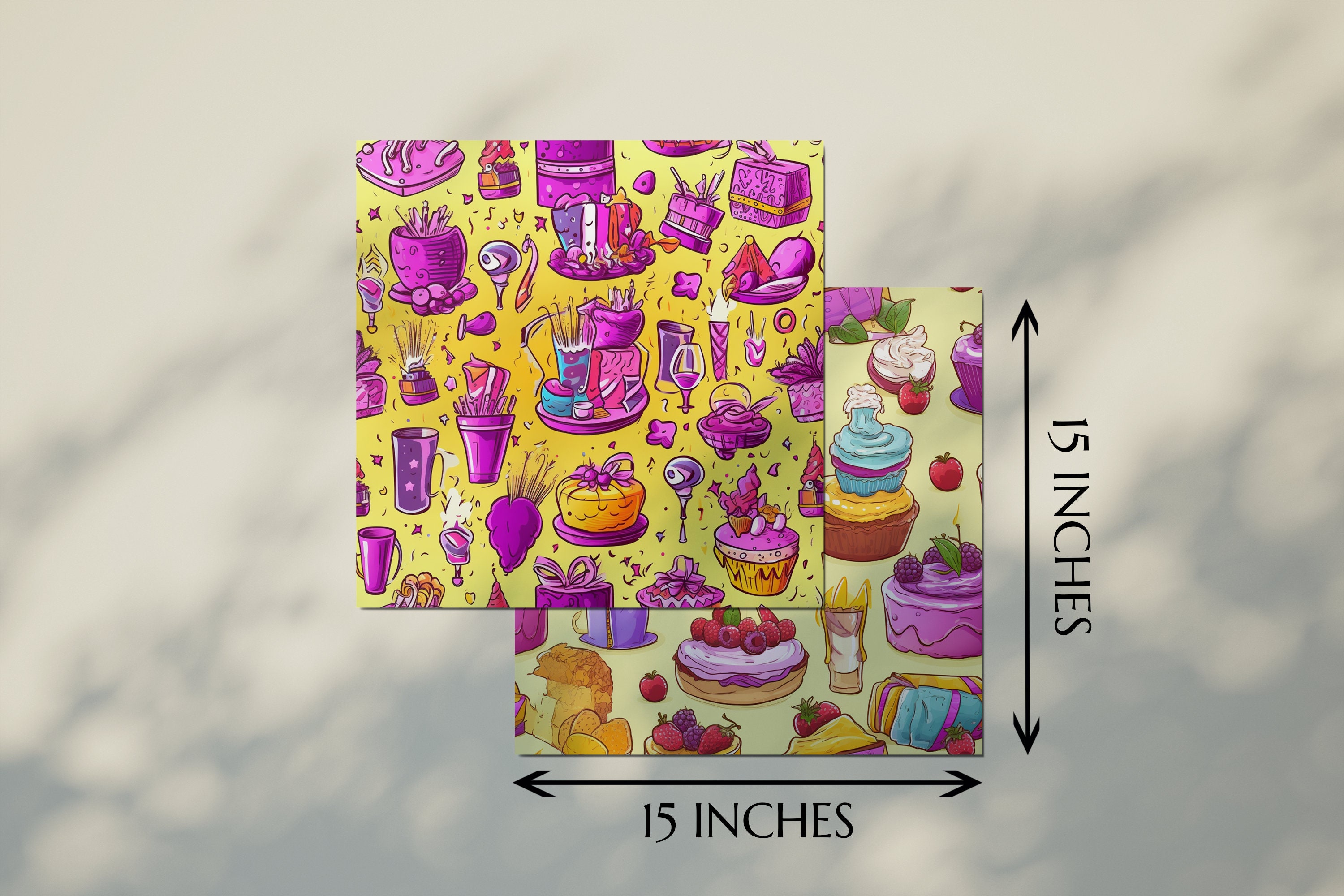 Vintage Birthday Themed Seamless Patterns | 20 Gifts and Cakes Seamless ...