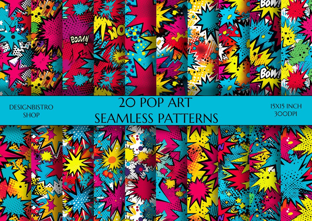 Colorful Pop Art Digital Paper Pack 20 Colorful Pop Art Papers ...
