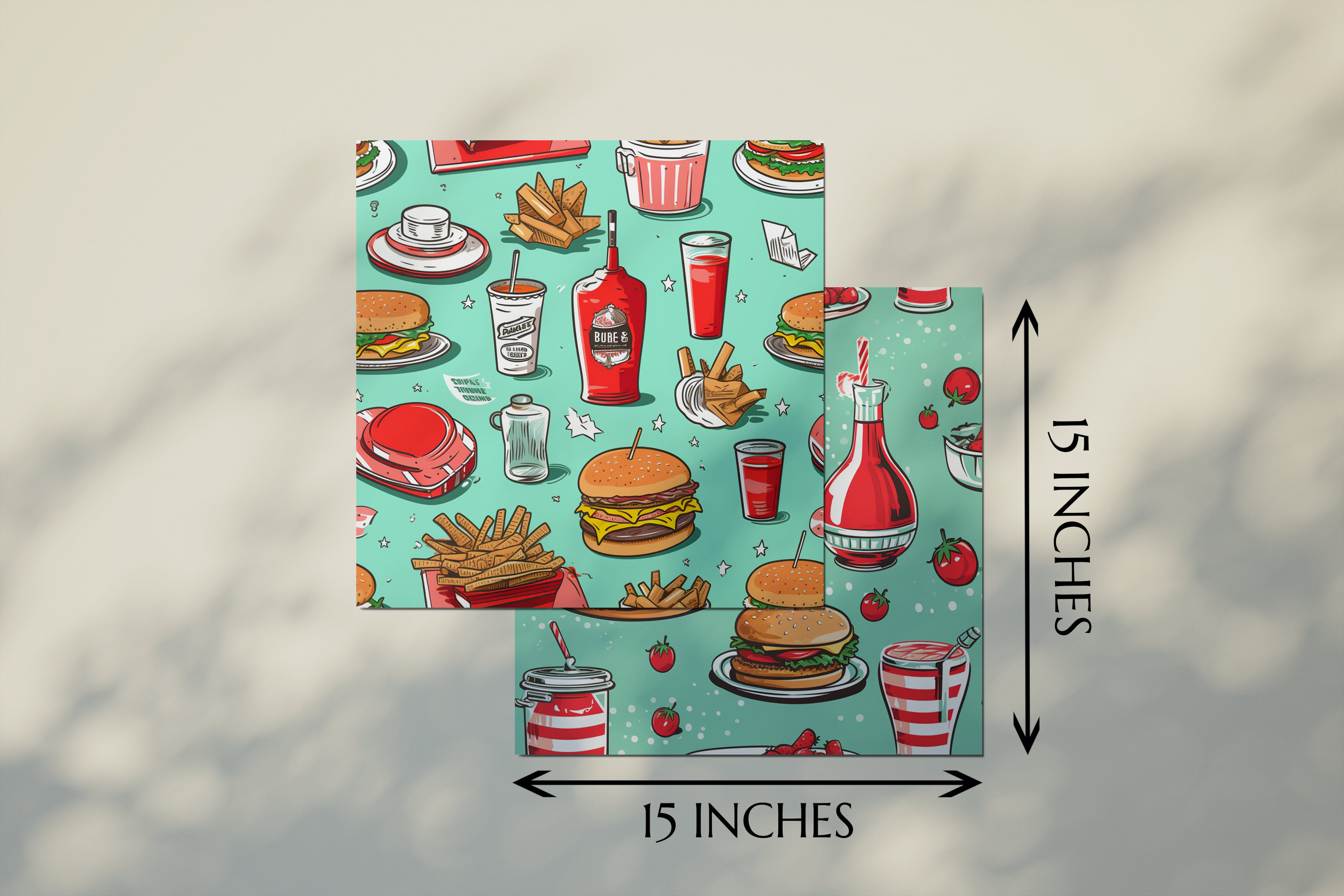 Retro Style Fast Food Seamless Patterns 20 Hamburgers and Sodas ...