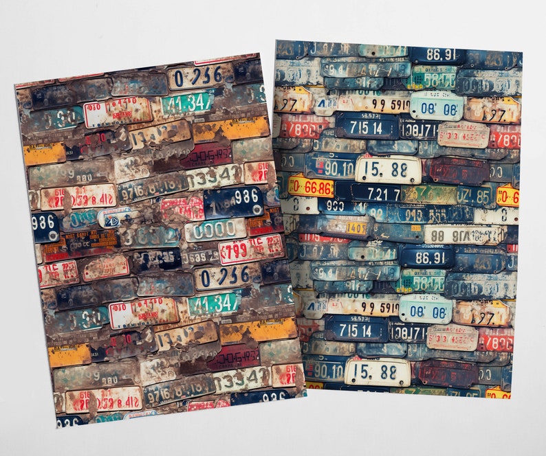 Old Scrached Car Plates Digital Paper Pack | 20 Dusty Car Plates Papers ...