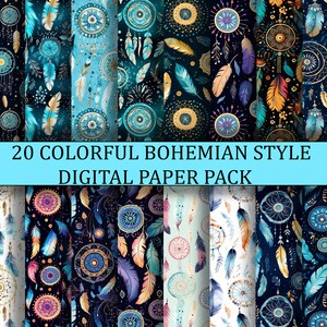 Bohemian Style Digital Paper Pack | 20 Colorful Bohemian Papers ...