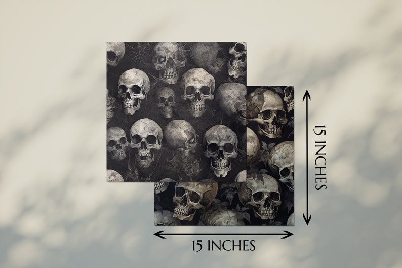 Dark Skulls Seamless Patterns | 20 Dark Silver and Beige Skulls ...