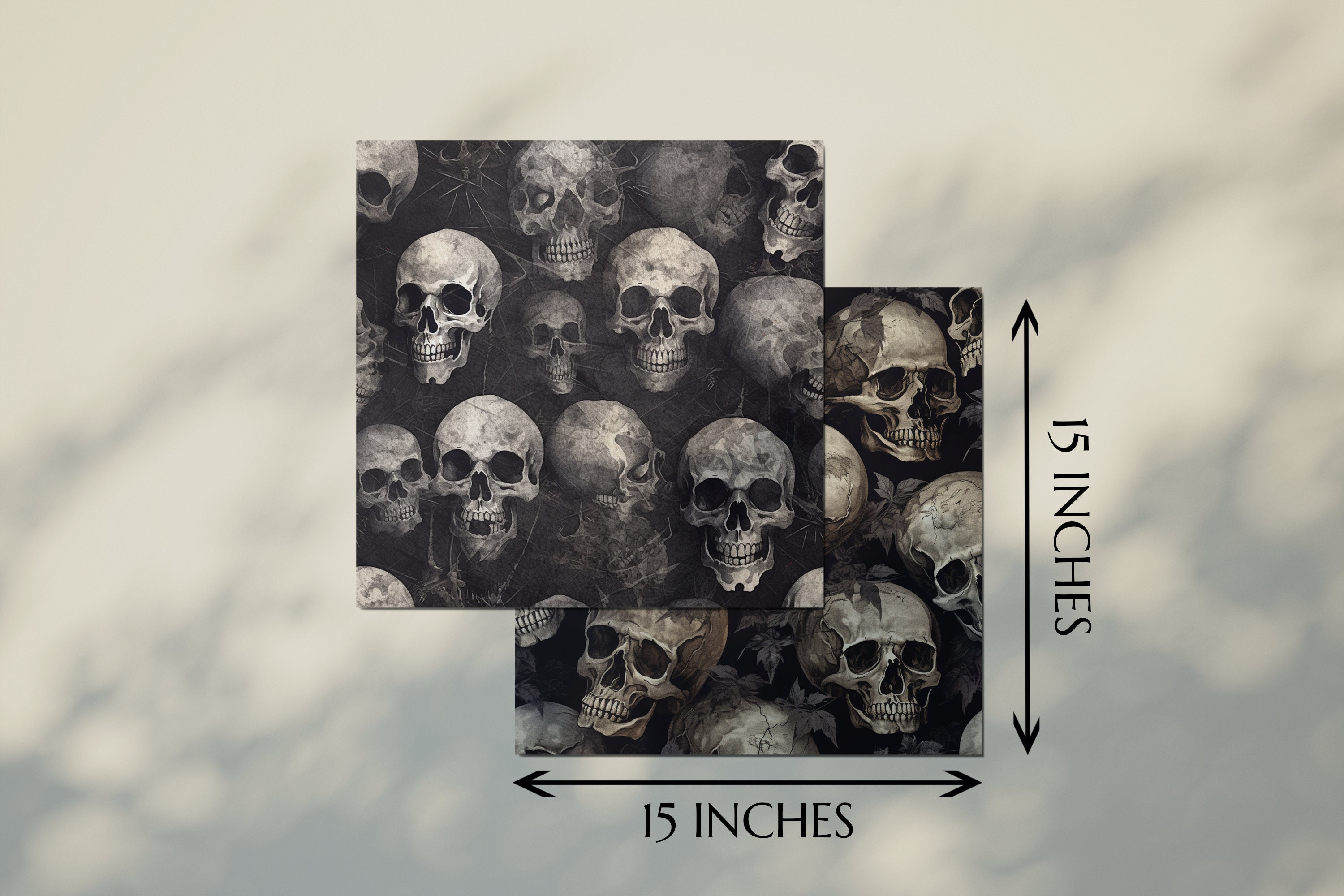 Dark Skulls Seamless Patterns | 20 Dark Silver and Beige Skulls ...