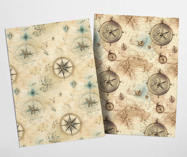 Vintage Compasses Digital Paper Pack | 20 Vintage Compasse | Grunge ...