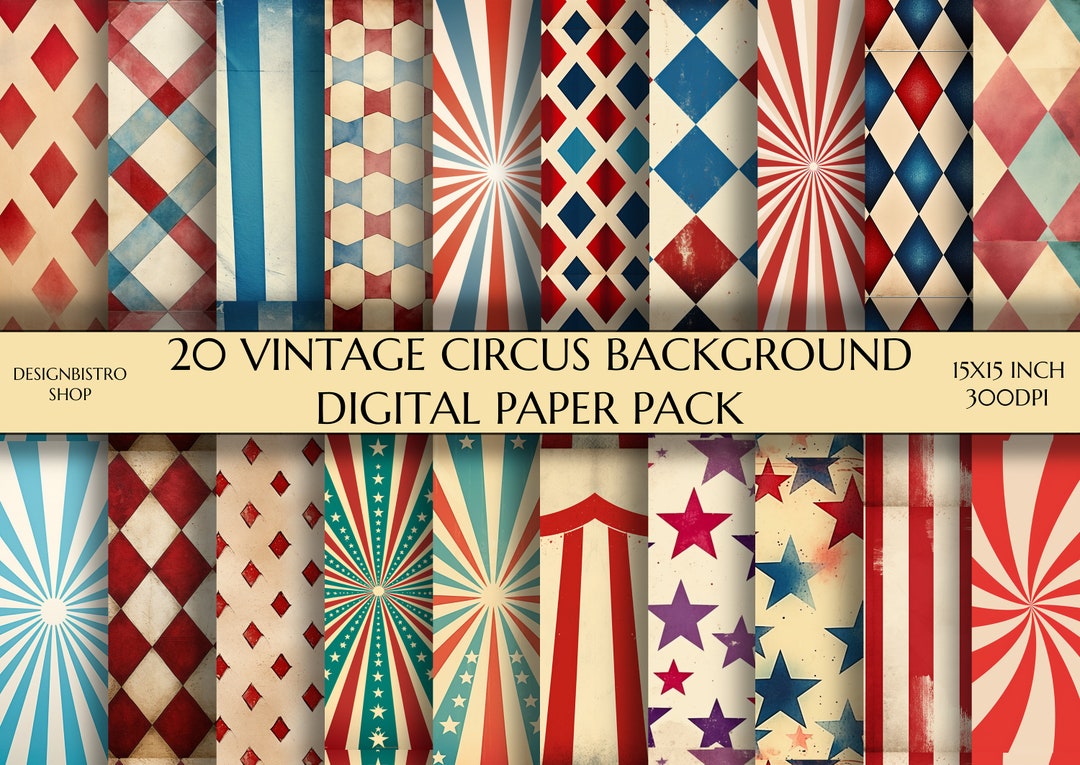 Vintage Circus Digital Paper | 20 Circus Papers| Circus Background ...