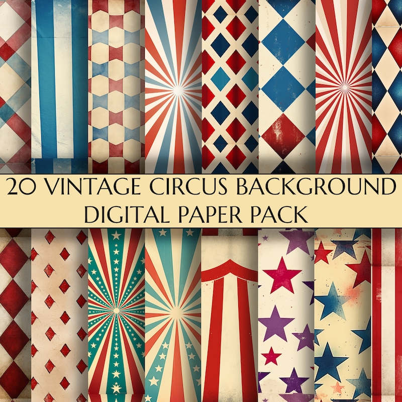 Circus Digital Paper - Etsy