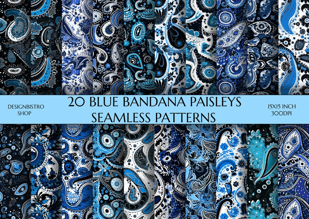 Blue Bandanas Seamless Patterns | 20 Paisley Patterns Seamless Textures ...