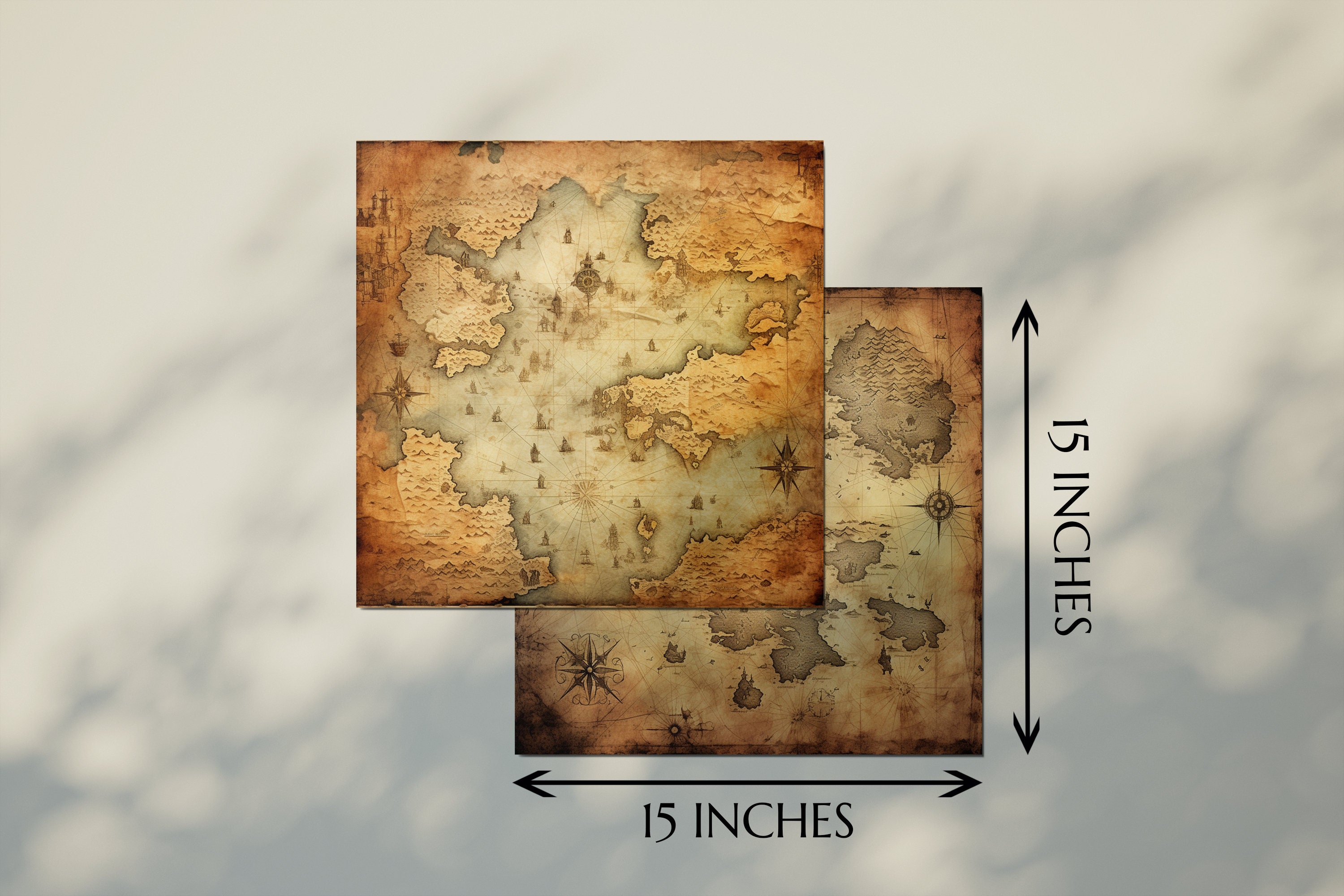 Vintage Pirate Maps Digital Paper Pack | 10 Pirate Maps Grunge and ...