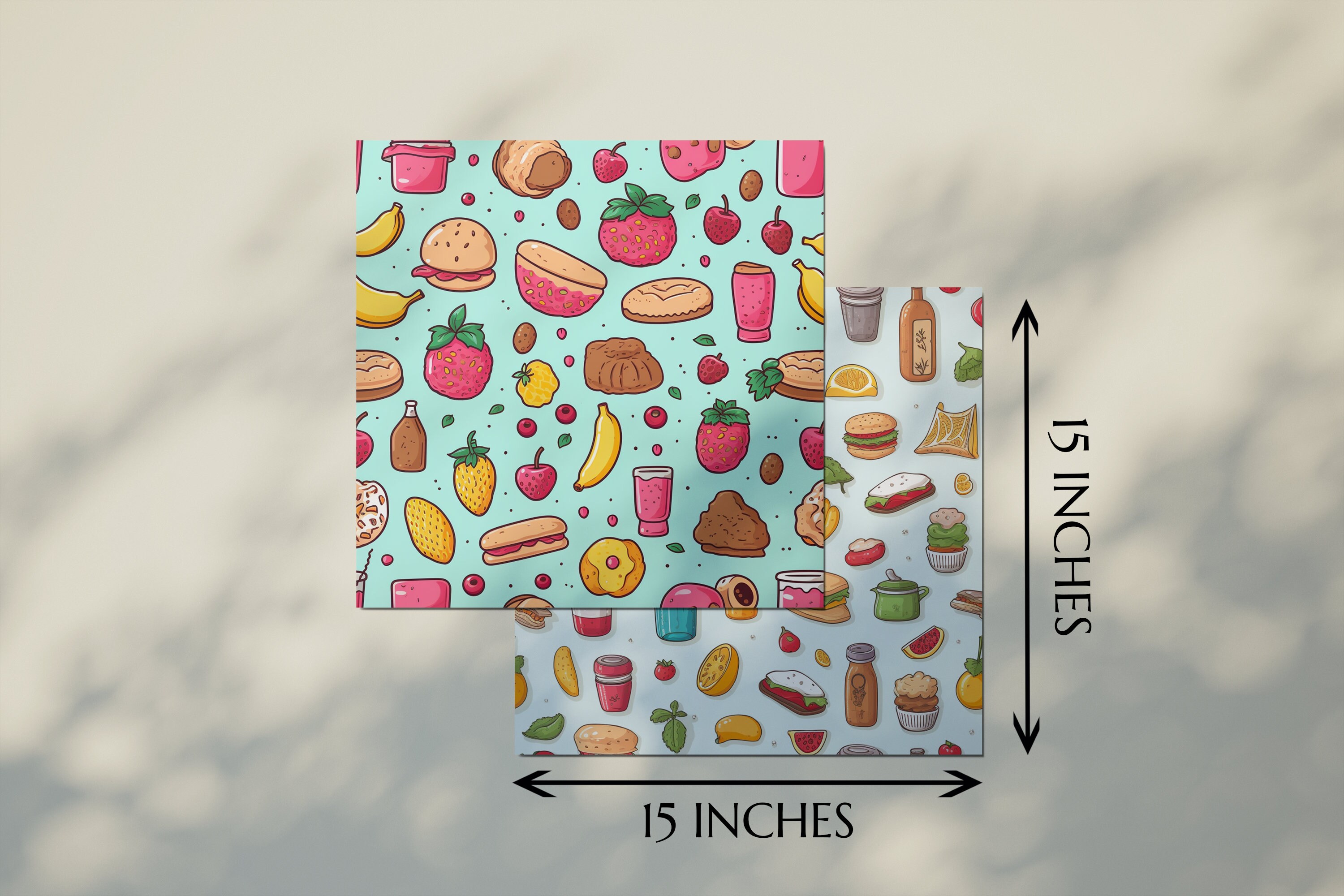 Cute Food Doodles Seamless Patterns | 20 Colorful Food Seamless ...