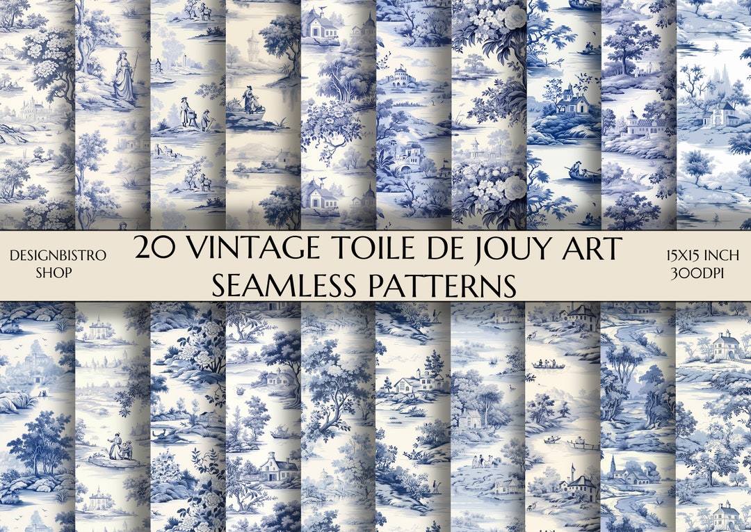 Toile De Jouy Seamless Patterns | 20 Vintage Toile De Jouy Seamless Textures | Printable ...