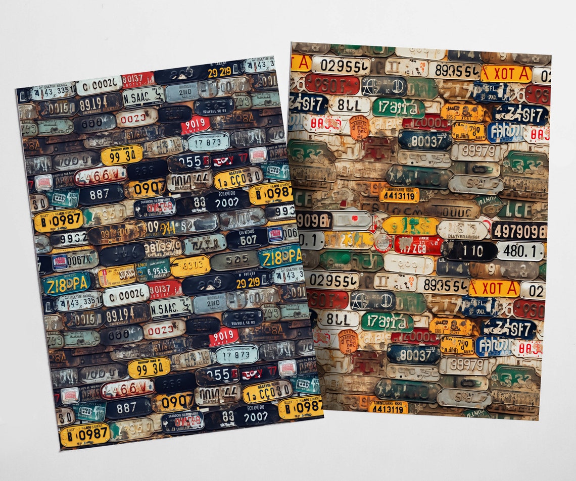 Old Scrached Car Plates Digital Paper Pack 20 Dusty Car Plates Papers ...