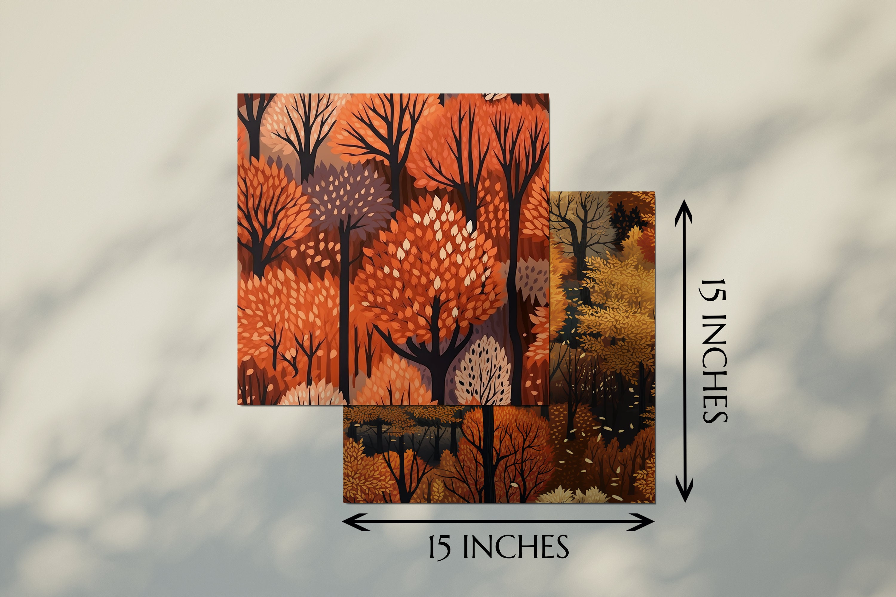 Autumn Forest Seamless Patterns | 20 Orange Trees Seamless Textures ...