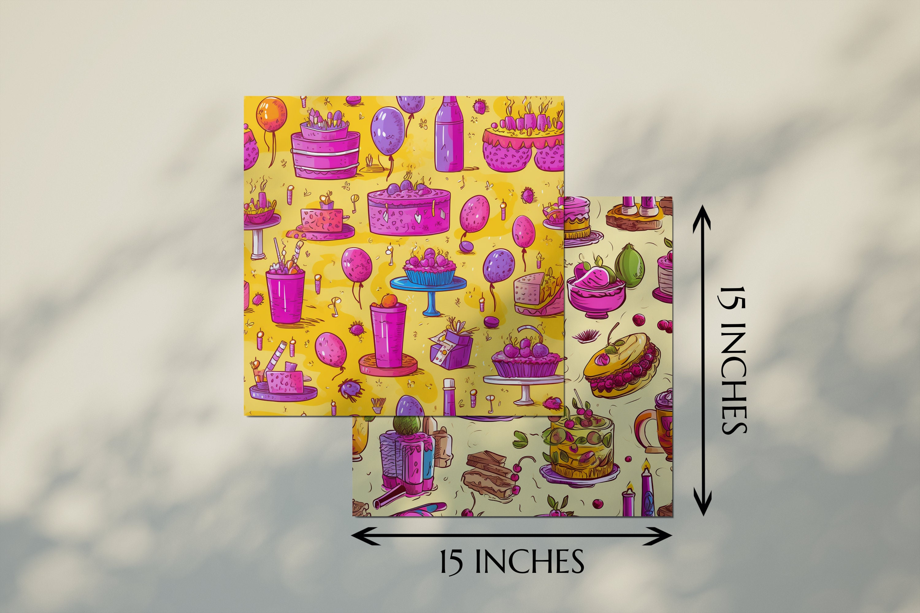 Vintage Birthday Themed Seamless Patterns | 20 Gifts and Cakes Seamless ...