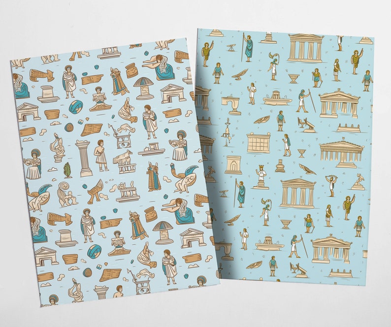 Ancient Greece Digital Paper Pack| 20 Ancient Greece Doodles Papers ...