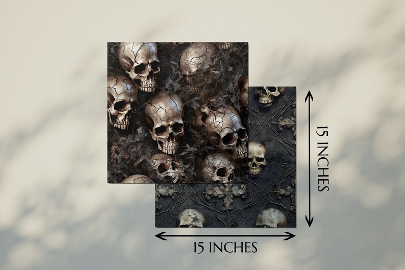 Dark Skulls Seamless Patterns | 20 Dark Silver and Beige Skulls ...