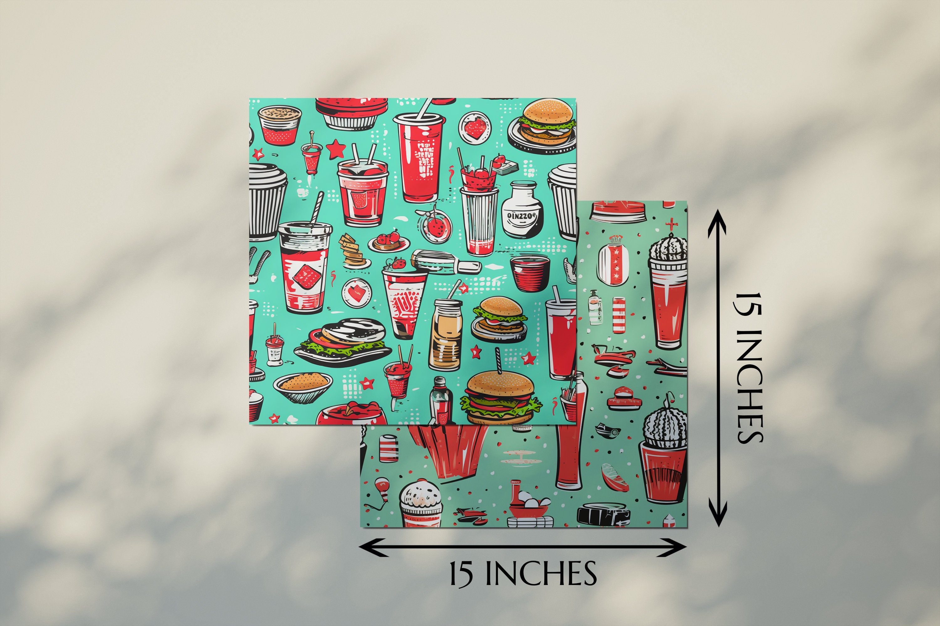 Retro Fast Food Seamless Patterns | 20 PNG Textures (digital Download ...
