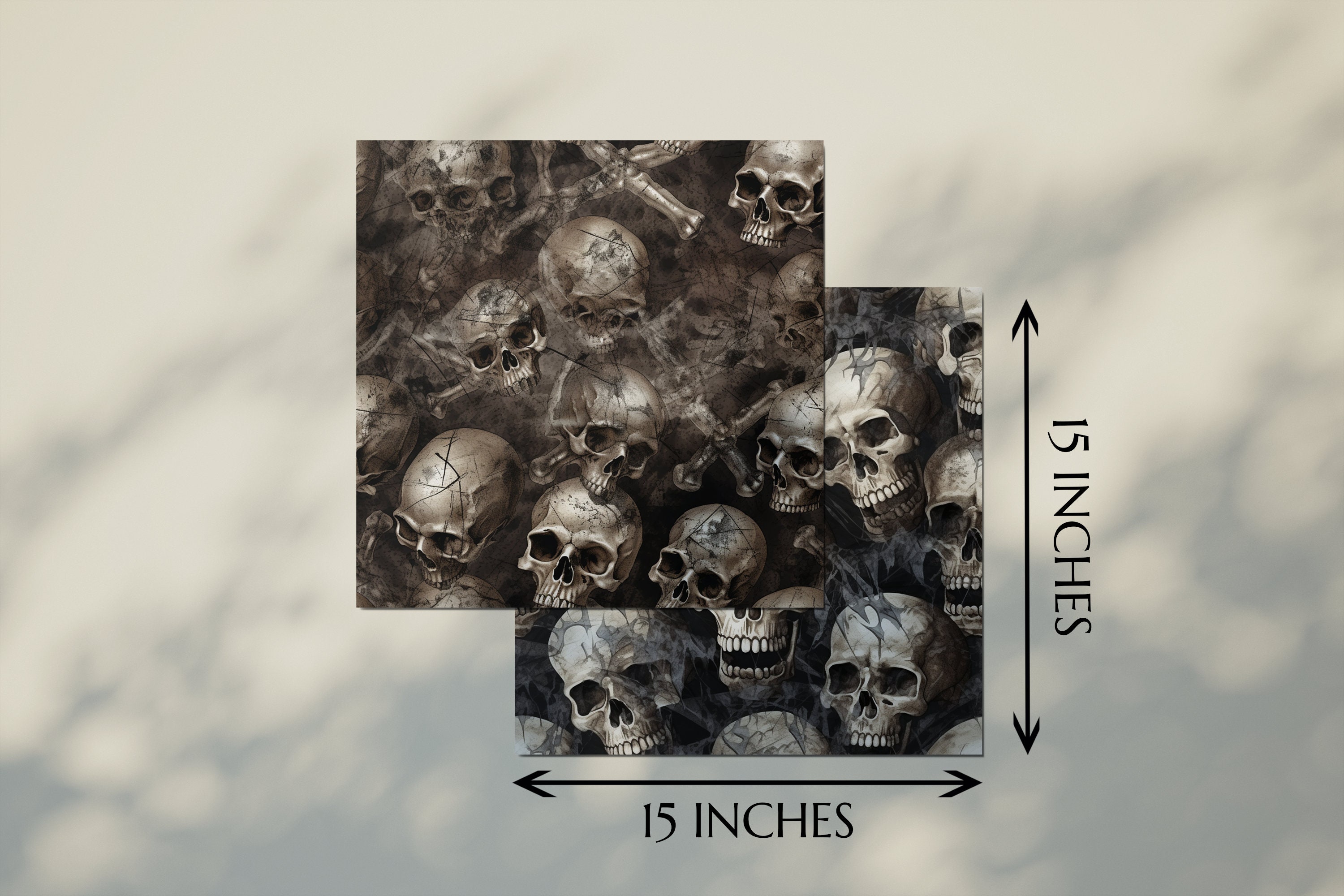 Dark Skulls Seamless Patterns | 20 Dark Silver and Beige Skulls ...