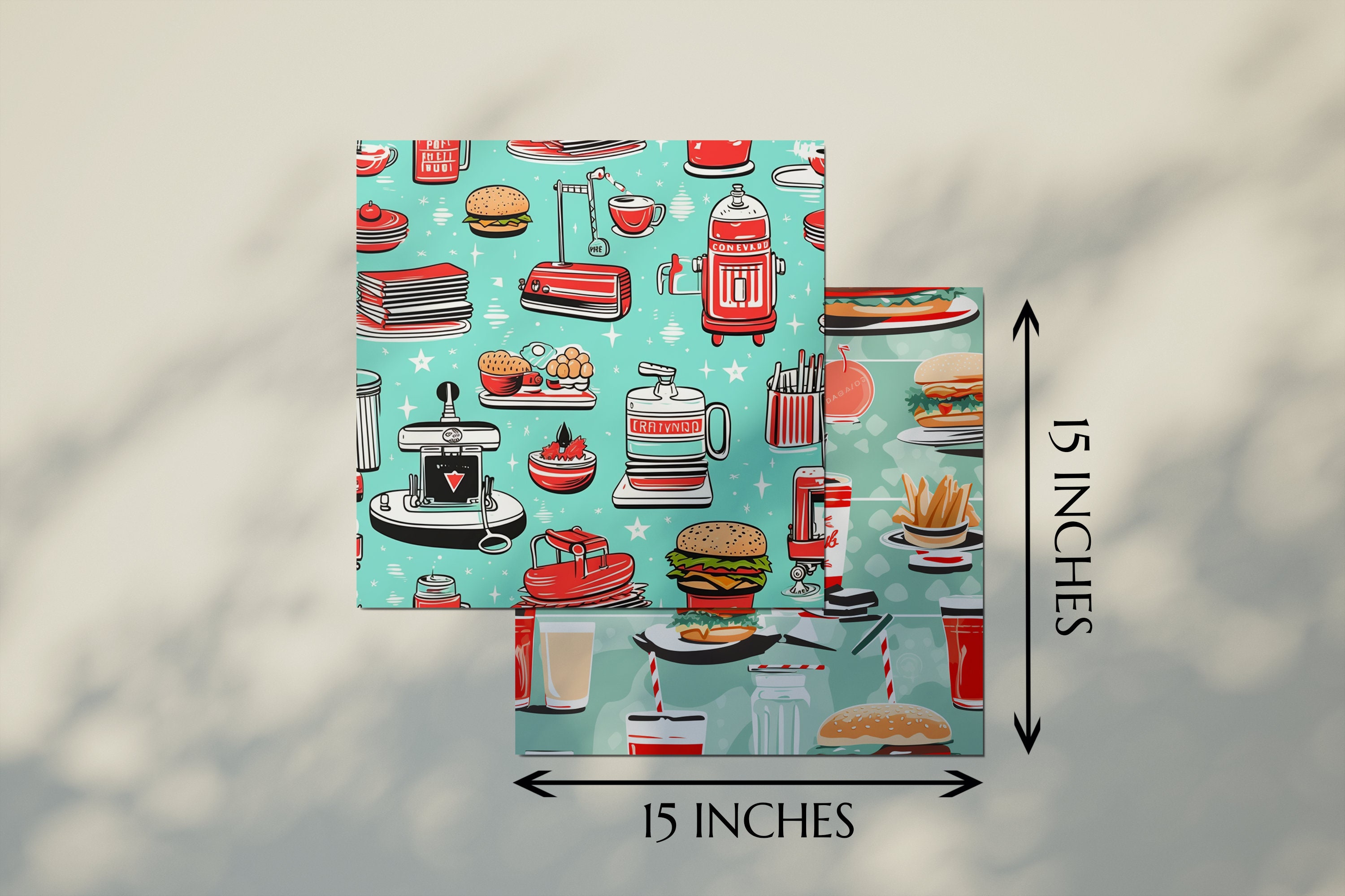 Retro Style Fast Food Seamless Patterns 20 Hamburgers and Sodas ...