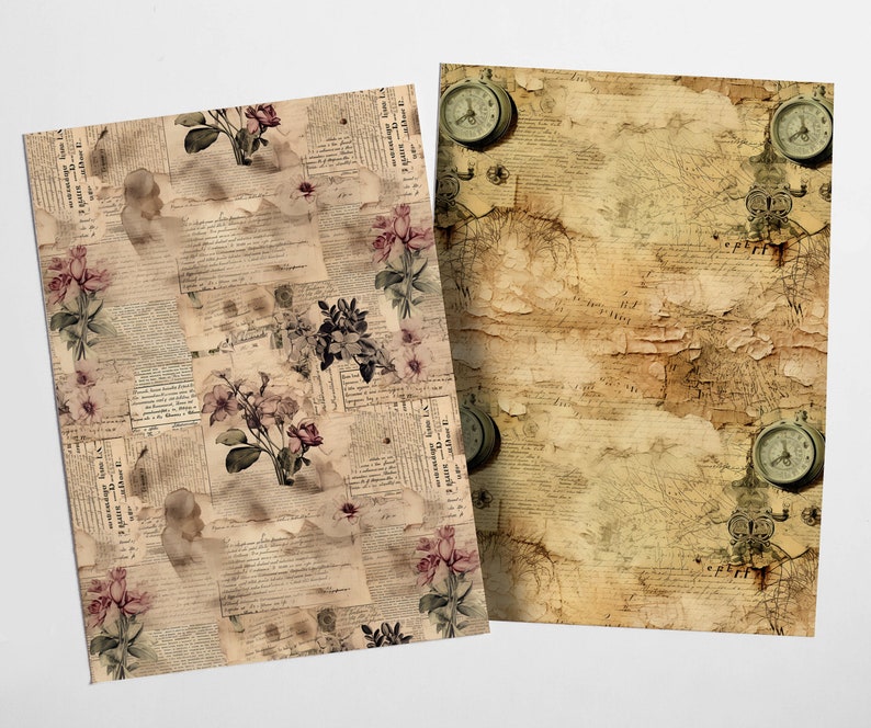 Vintage Junk Journal Digital Paper Pack 20 Dusty and - Etsy