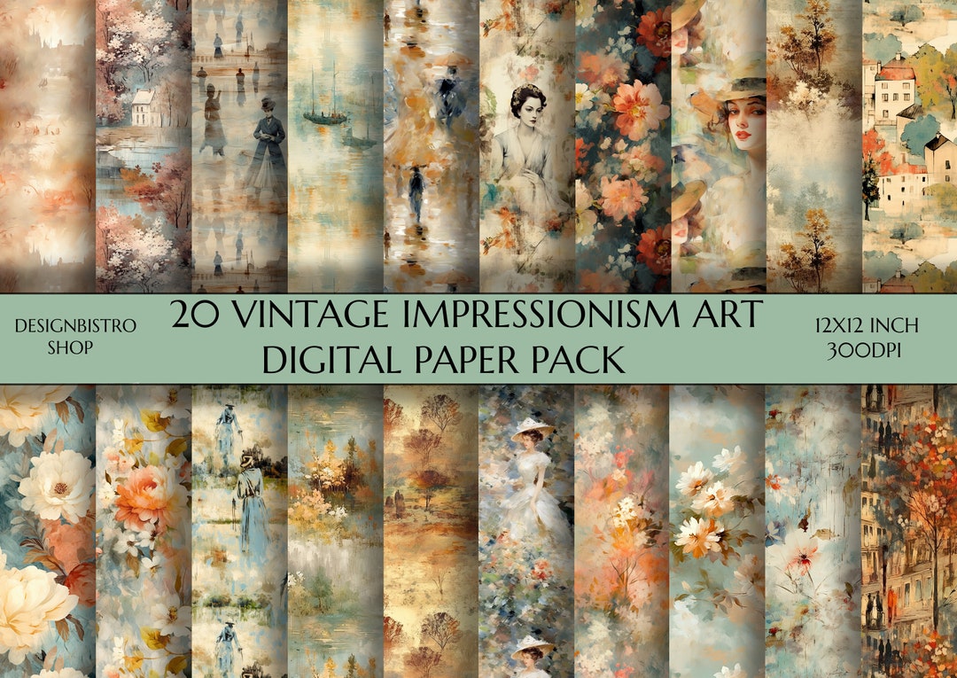 Vintage Impressionism Art Digital Paper Pack | 20 Old Impressionism Art ...
