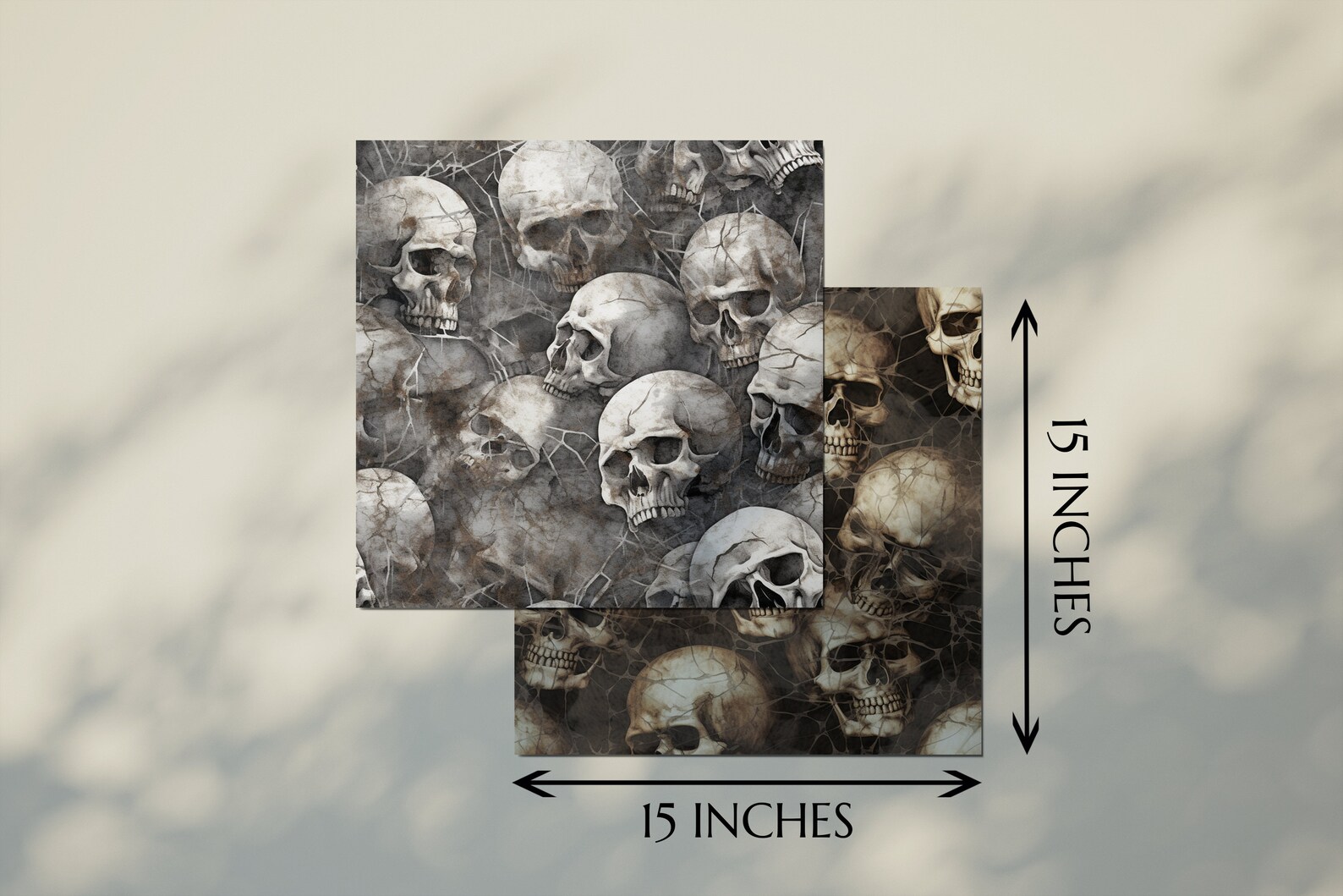 Dark Skulls Seamless Patterns | 20 Dark Silver and Beige Skulls ...