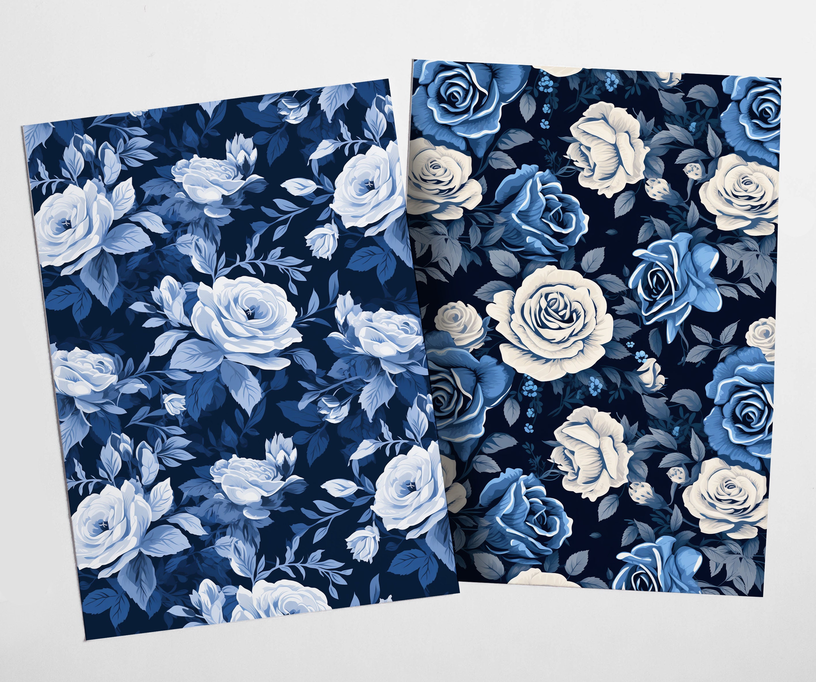 Vintage Blue Roses Digital Paper Pack 20 Ice Blue Flower Papers Digital ...