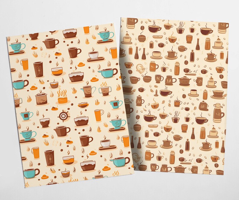 Vintage Coffee Shop Paper Pack | 20 Printable Pngs (digital Download ...