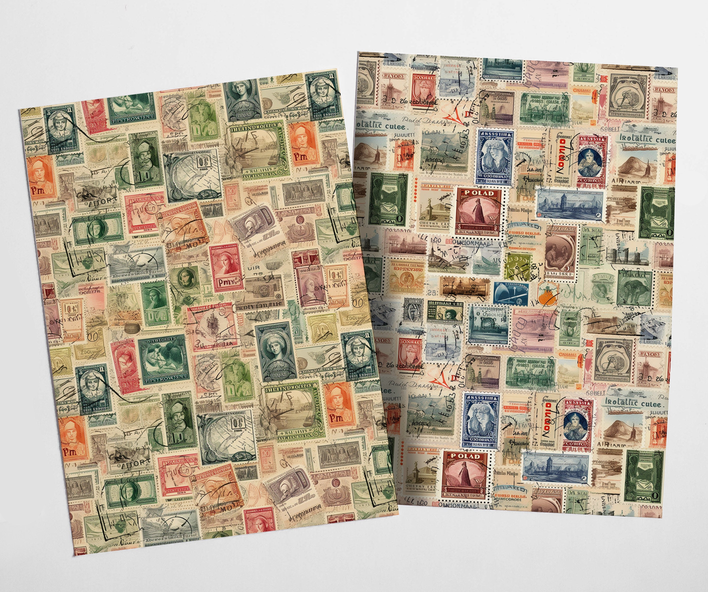 Vintage Postage Stamps Digital Paper Pack | 20 Dusty Looking Postage ...
