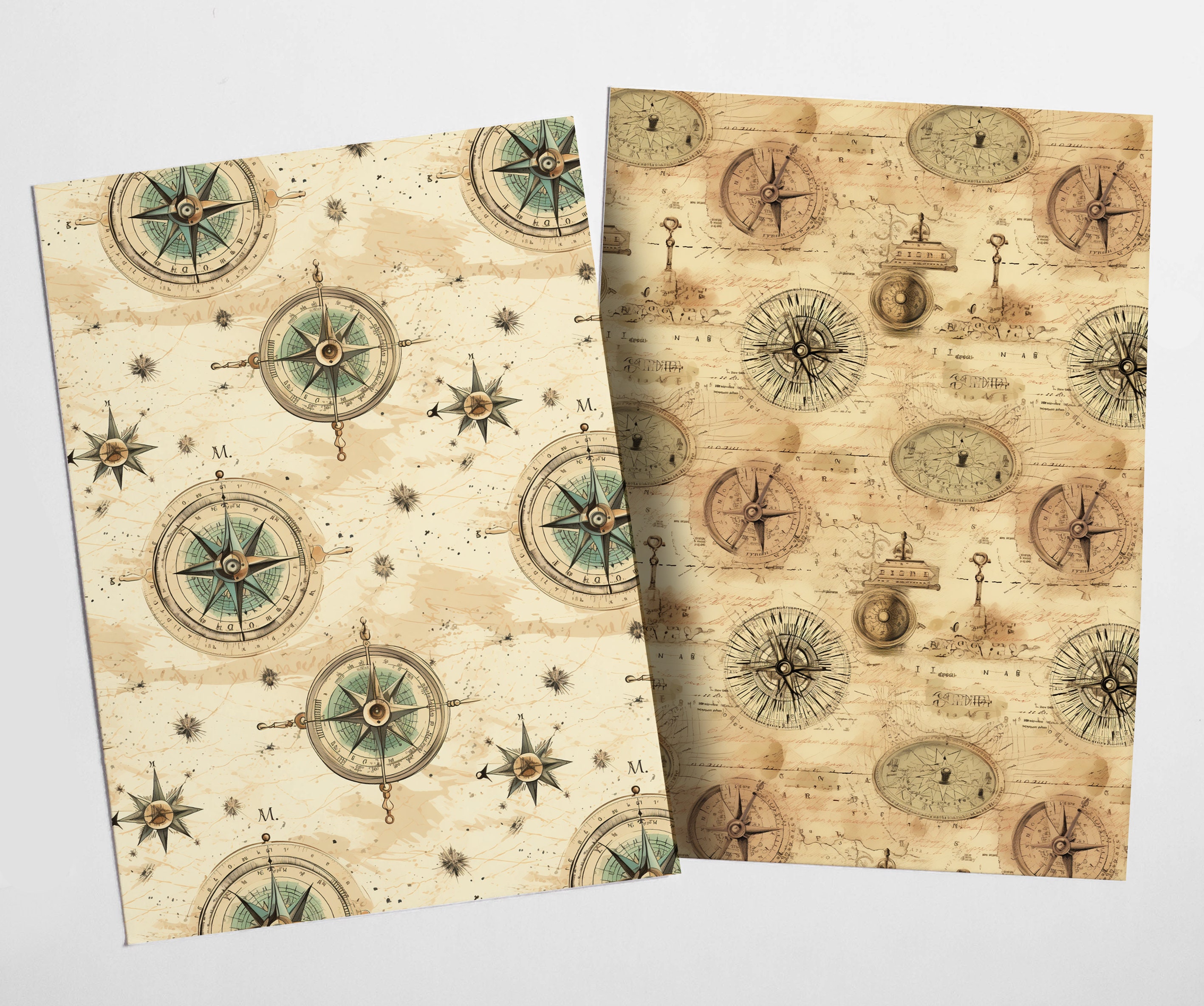 Vintage Compasses Digital Paper Pack | 20 Vintage Compasse | Grunge ...
