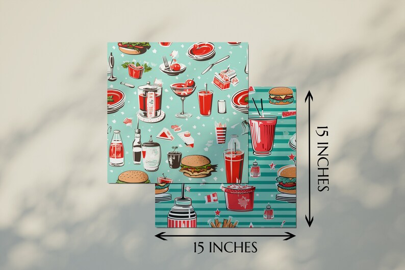 Retro Fast Food Seamless Patterns | 20 PNG Textures (digital Download ...