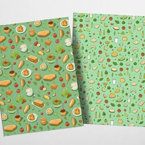 Cute Food Doodles Digital Paper Pack | 20 Colorful Food Papers ...