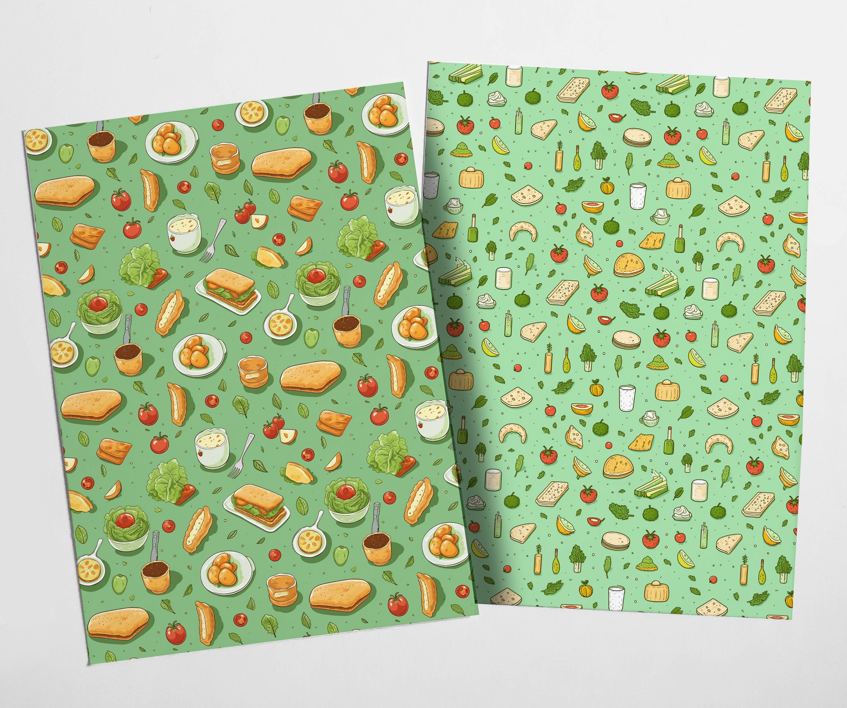 Cute Food Doodles Digital Paper Pack 20 Colorful Food Papers Printables ...