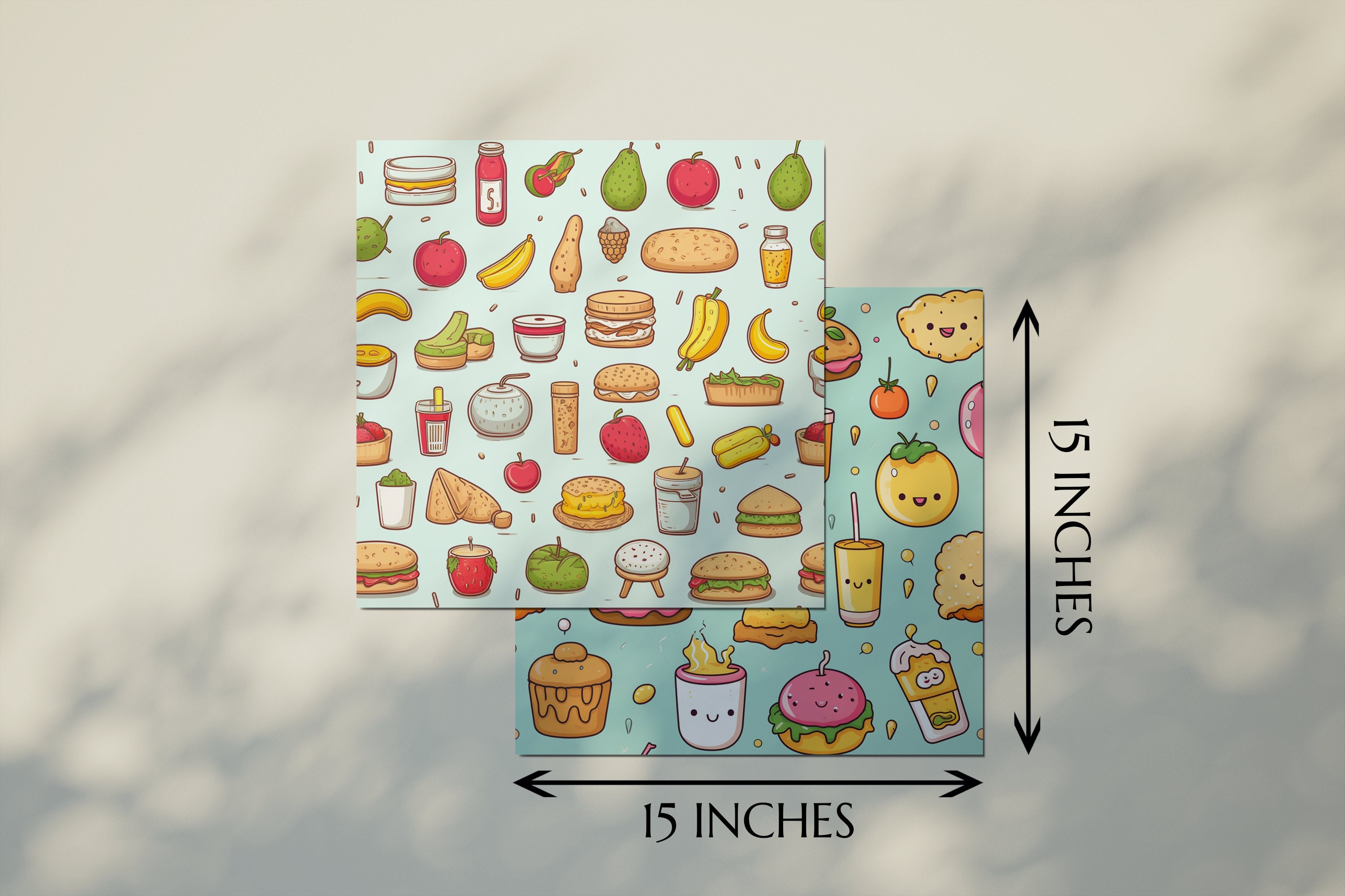 Cute Food Doodles Seamless Patterns | 20 Colorful Food Seamless ...