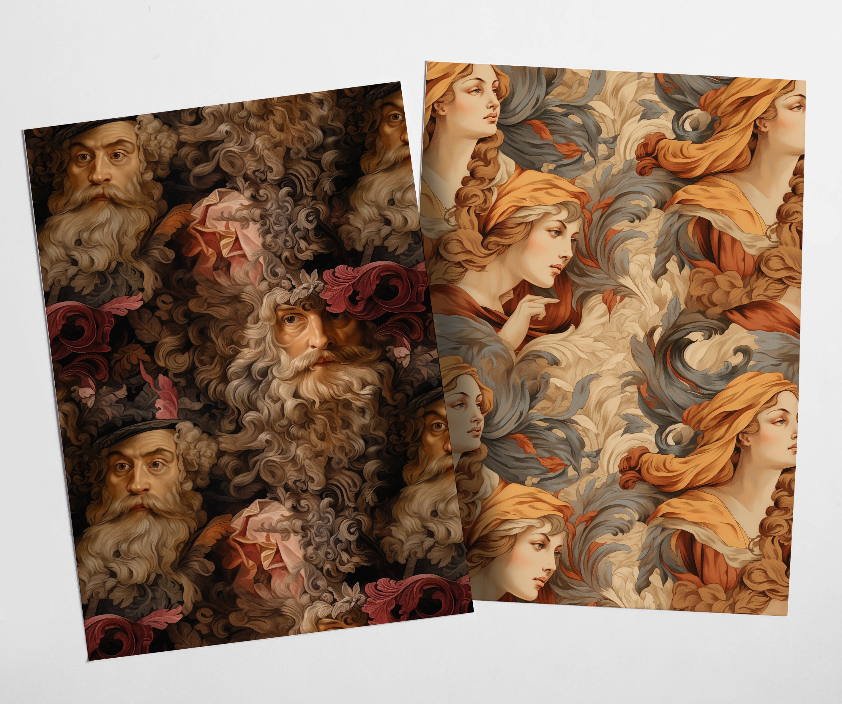 Renaissance Art Digital Paper | Vintage Scrapbook Ephemera (pngs) - Etsy