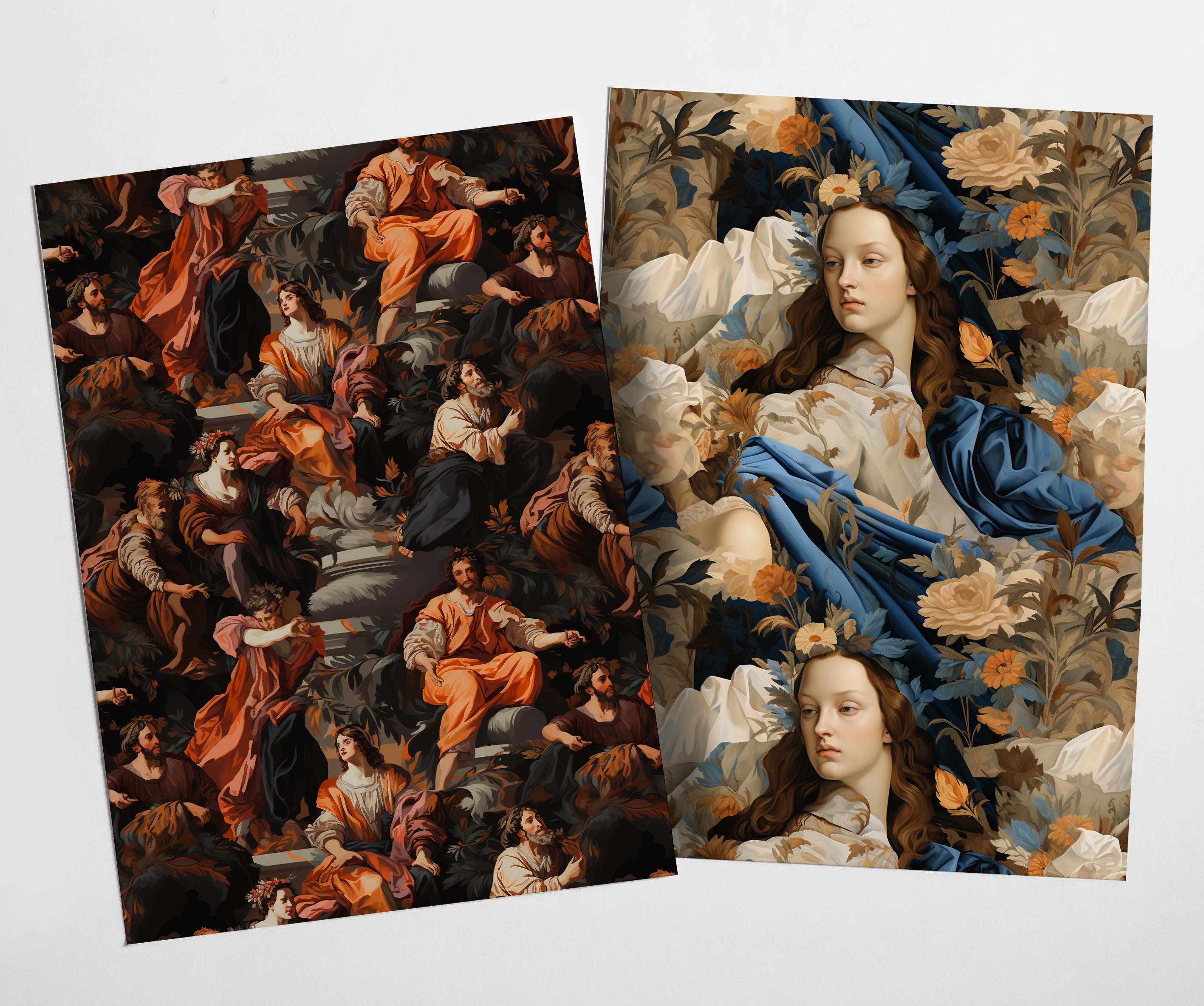 Renaissance Art Digital Paper | Vintage Scrapbook Ephemera (pngs) - Etsy