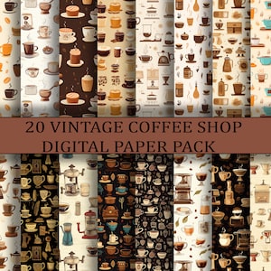 Vintage Coffee Shop Paper Pack | 20 Printable Pngs (digital Download ...