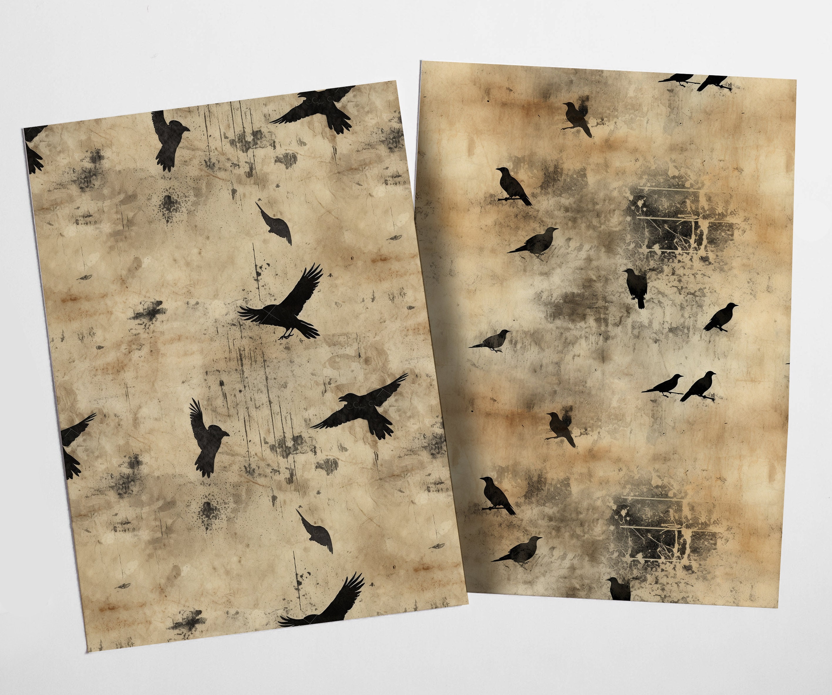 20 Vintage Crows Digital Paper Pack | Vintage Crows Grunge Paper ...