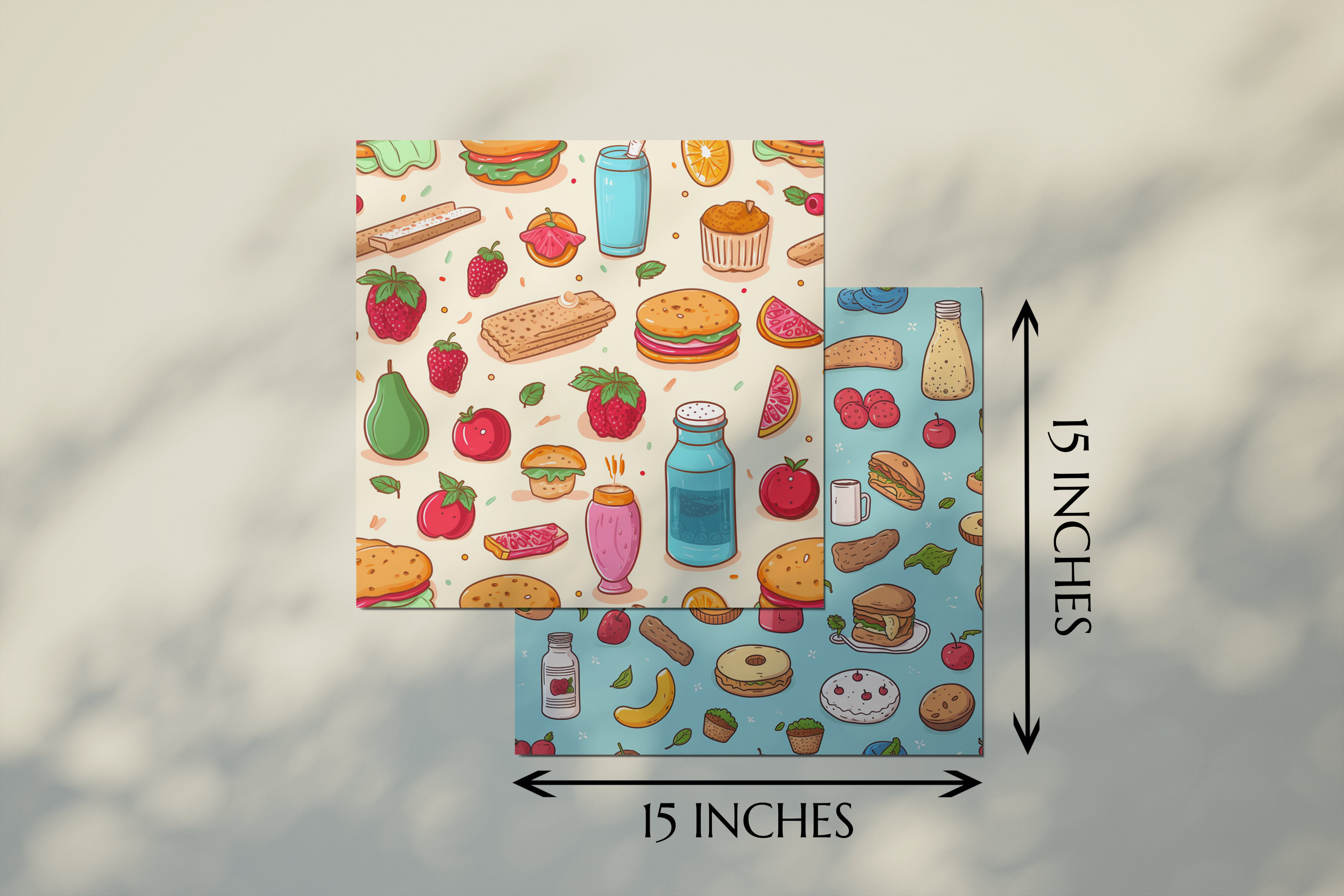 Cute Food Doodles Seamless Patterns | 20 Colorful Food Seamless ...