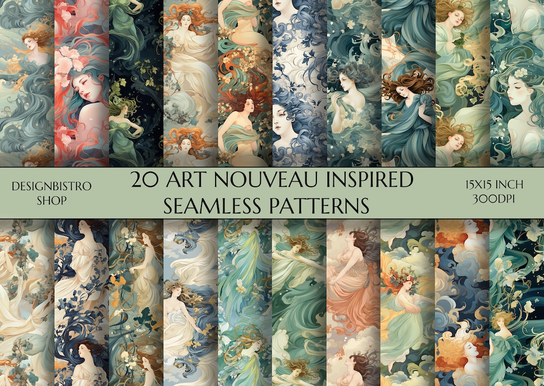 Art Nouveau Seamless Patterns | 20 Vintage Historical Seamless Textures ...