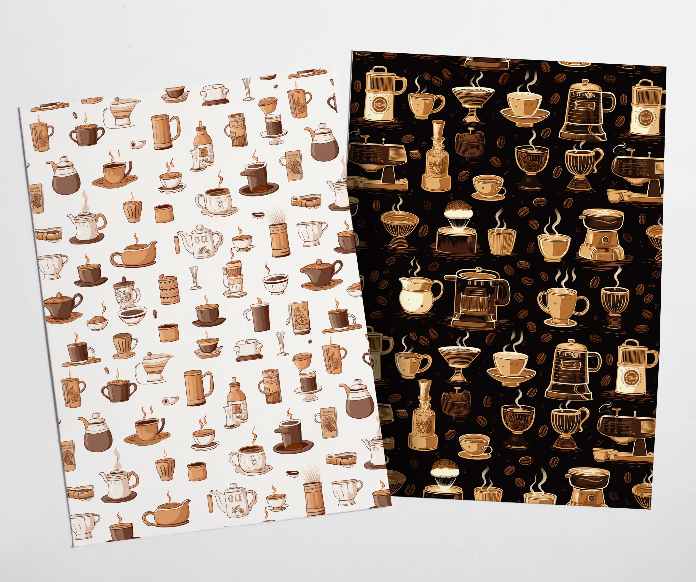 Vintage Coffee Shop Digital Paper Pack | 20 Coffe Cups and Beans Papers ...