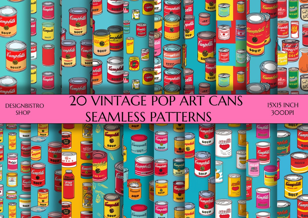 Vintage Pop Art Cans Seamless Patterns | 20 Colorful Cans Seamless ...
