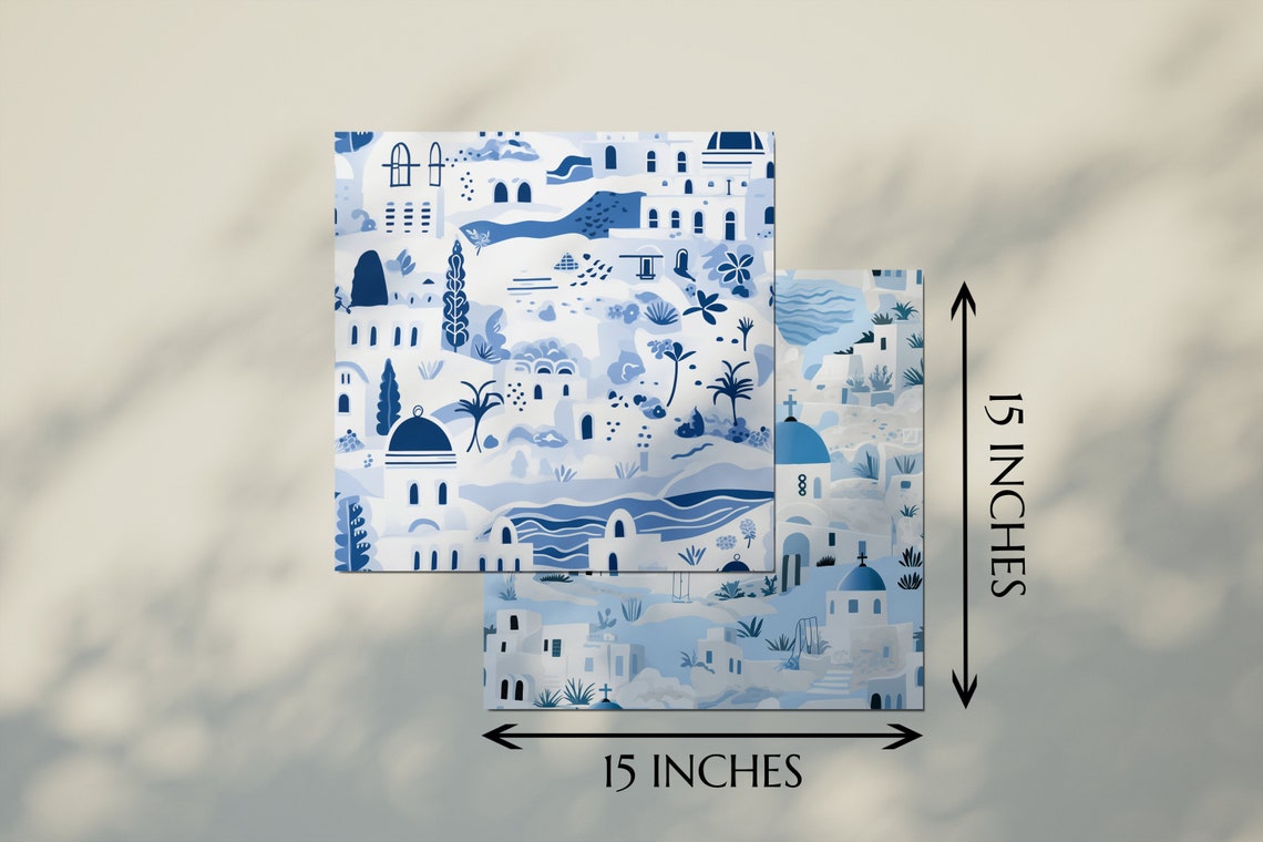 Greek Santorini Seamless Patterns | 20 Santorini Island Seamless ...